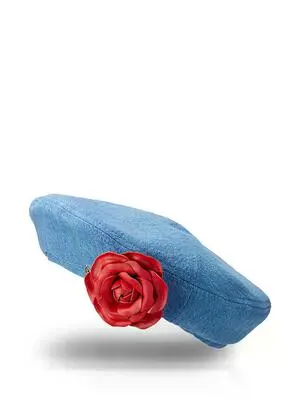 MAISON MICHEL Billy Hat With Rose Detail - Blue