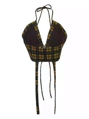 GRACE ELWOOD Checked Halterneck Top