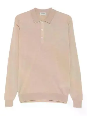 John Smedley Belper Long Sleeve Polo Shirt - Neutrals