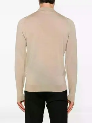 John Smedley Belper Long Sleeve Polo Shirt - Neutrals