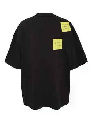 BONBOM Slogan Print T-shirt With Post-it Note Detail