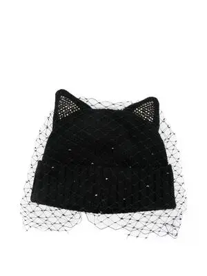 CA4LA Embellished Veil Beanie - Black