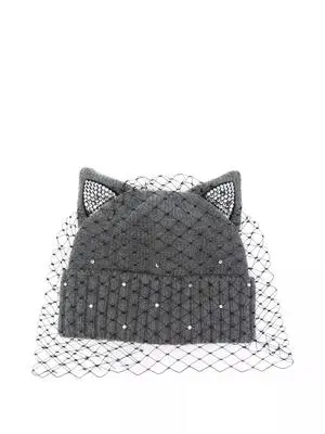 CA4LA Cat Ears Embellished Hat - Grey