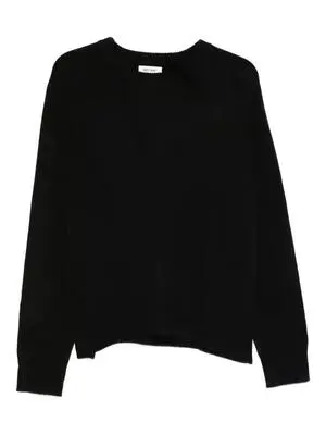 Soft Goat Boyfriend Crew-neck Knitwear - Black