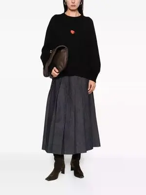 Soft Goat Boyfriend Crew-neck Knitwear - Black