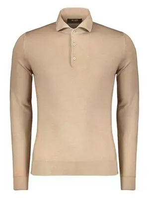 MOORER Buttoned Long-sleeve Polo Shirt