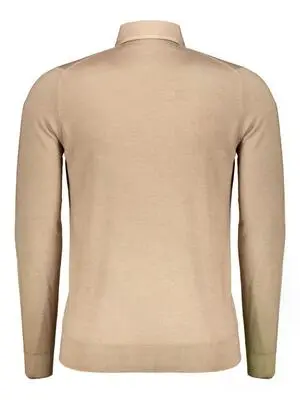 MOORER Buttoned Long-sleeve Polo Shirt