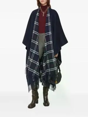 Burberry Check Pattern Reversible Cape - Blue