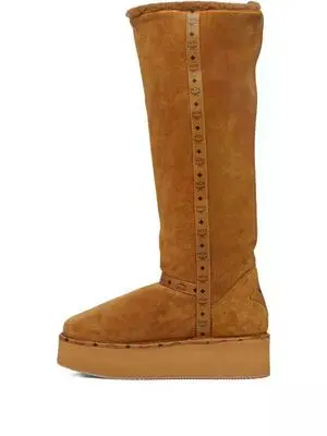 Mcm Suede Platform Knee-high Boots