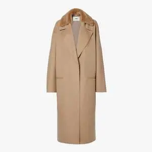 Fendi Oversized Double-face Cashmere Coat With Fur Lapels And Belt - Beige