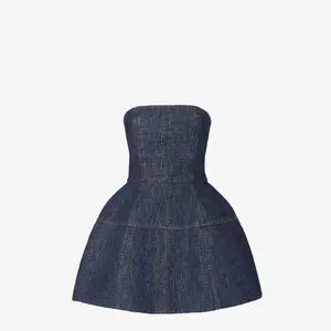 Fendi Bustier Dress With Quilted Ff Motif - Blue