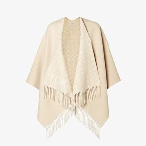Fendi Wool And Cashmere Poncho With Ff Diamonds Motif - Pink