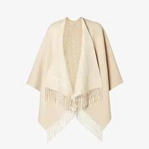 Fendi Wool And Cashmere Poncho With Ff Diamonds Motif