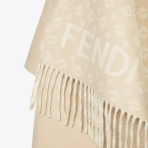 Fendi Wool And Cashmere Poncho With Ff Diamonds Motif
