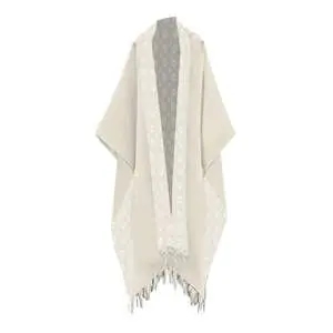 Fendi Wool And Cashmere Poncho With Ff Diamonds Motif
