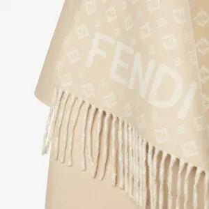 Fendi Wool And Cashmere Poncho With Ff Diamonds Motif