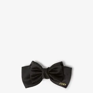 Fendi Bow-shaped Hair Clip With Roma Lettering - Black