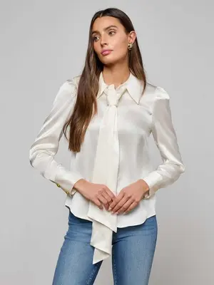 L'Agence Silk Blouse Top - Ivory