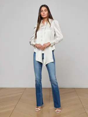 L'Agence Silk Blouse Top - Ivory