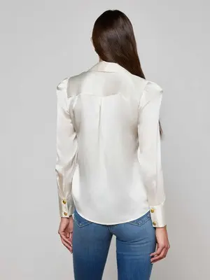 L'Agence Silk Blouse Top - Ivory
