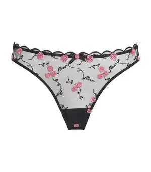 Fleur Du Mal Rose And Vine Thong - Black