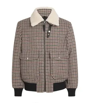 Mackage Houndstooth Wool-blend Bomber Jacket
