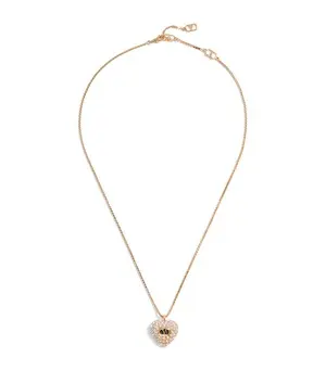 Valentino Garavani Enamel And Crystal Heart Necklace - Gold