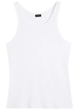 SECOND / LAYER Wife Pleaser Logo-embroidered Ribbed Cotton Tank - White