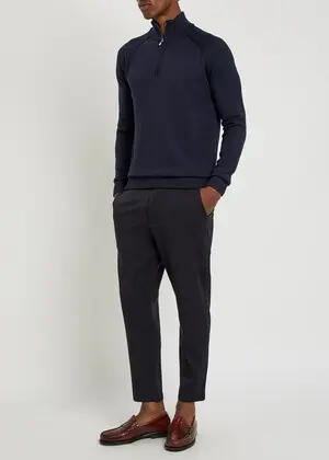 RAITH Tapered-leg Woven Trousers - Navy
