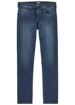 Paige Lennox Slim-leg Denim Jeans - Mid Blu