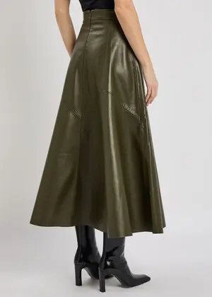 SKIIM Panelled Leather Midi Skirt