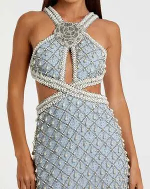MAC DUGGAL COLLECTION Embellished Halterneck Column Gown