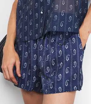 Tory Burch Satin Paisley Camp Shorts