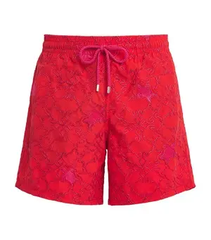 Vilebrequin Embroidered Turtle Mistral Swim Shorts - Red