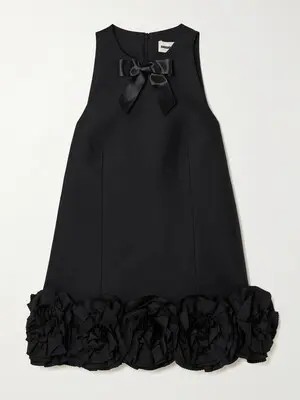 SHUSHU/TONG Appliquéd Bow-embellished Twill Mini Dress