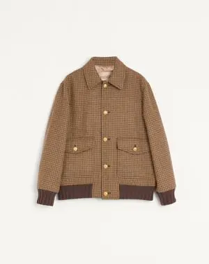 Valentino Garavani Wool Houndstooth Bomber Jacket