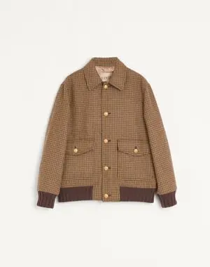 Valentino Garavani Wool Houndstooth Bomber Jacket