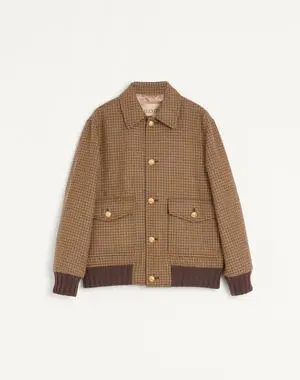 Valentino Garavani Wool Houndstooth Bomber Jacket - Brown