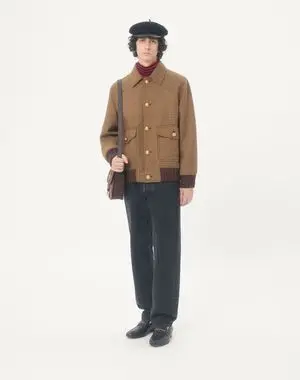 Valentino Garavani Wool Houndstooth Bomber Jacket
