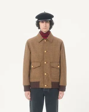 Valentino Garavani Wool Houndstooth Bomber Jacket
