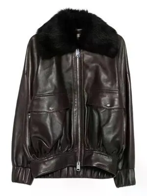 Khaite Fur-collar Leather Bomber Jacket