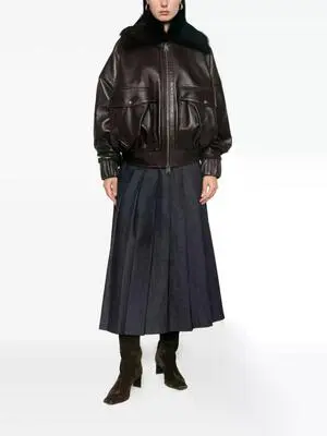 Khaite Fur-collar Leather Bomber Jacket