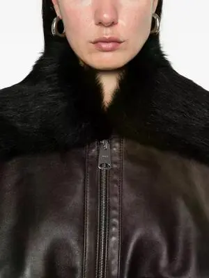 Khaite Fur-collar Leather Bomber Jacket