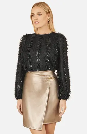 YUMI Sequin Long Sleeve Top