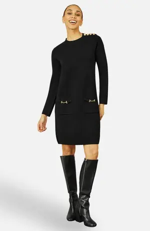 YUMI Tunic Sweater Dress - Black