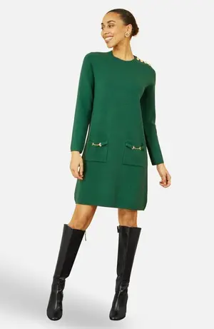 YUMI Tunic Sweater Dress - Green
