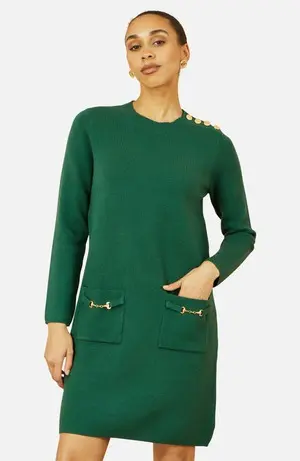 YUMI Tunic Sweater Dress - Green
