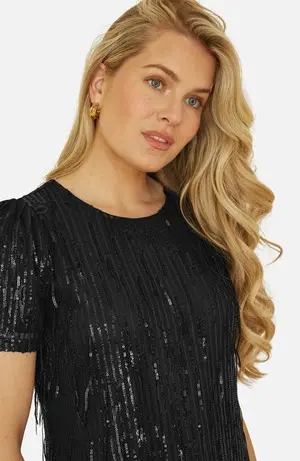 YUMI Sequin Tunic Dress - Black