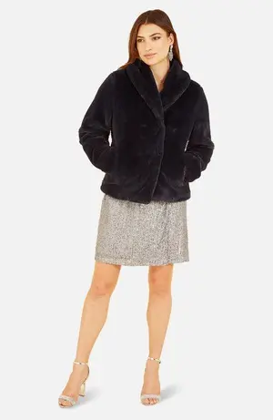 YUMI Faux Fur Wrap Coat