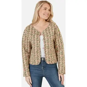 YUMI Reversible Floral Quilted Jacket Stone